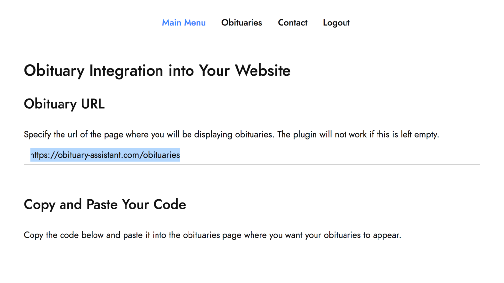 Install the Obituary Assistant JavaScript Plugin on Any Website